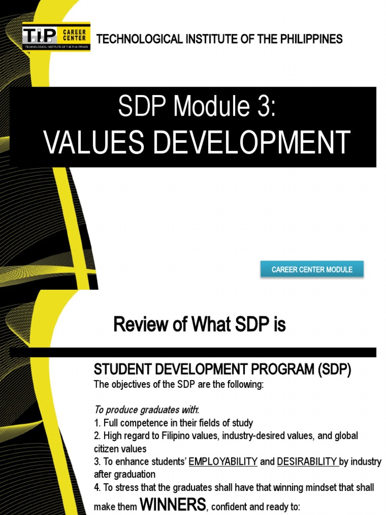 SDP 3 - Values Development | PDF | Value (Ethics) | Bullying