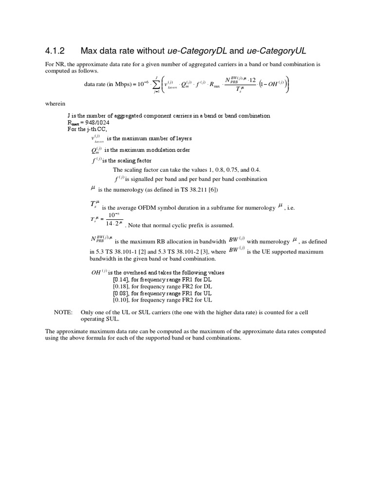 5G NR Data Rate Calculation | PDF | Bandwidth (Signal Processing) | Bit ...