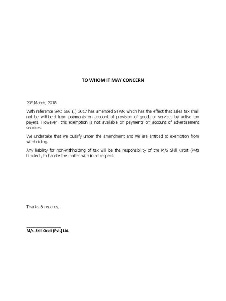 Sales Tax Exemption Notice 2018 | PDF | Finance & Money Management