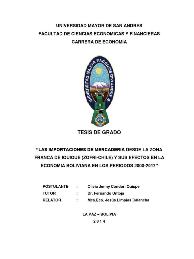 Tesis 120 Umsa Zofri Chile | PDF | Bolivia | Método científico