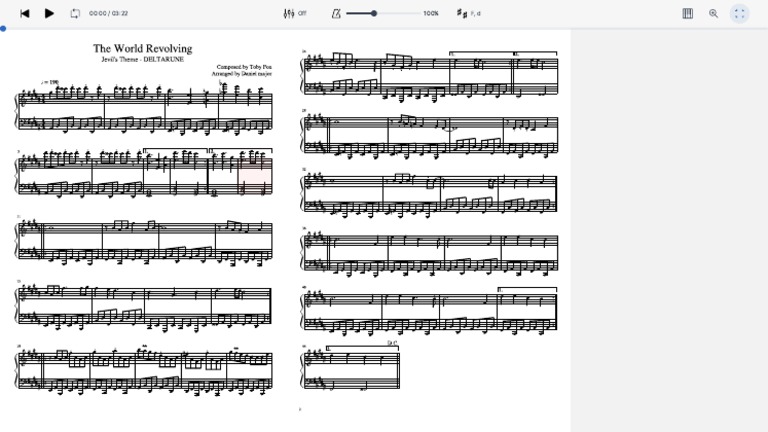The World Revolving - Deltarune (Piano) Sheet Music For Piano (Solo) | PDF | Performing Arts