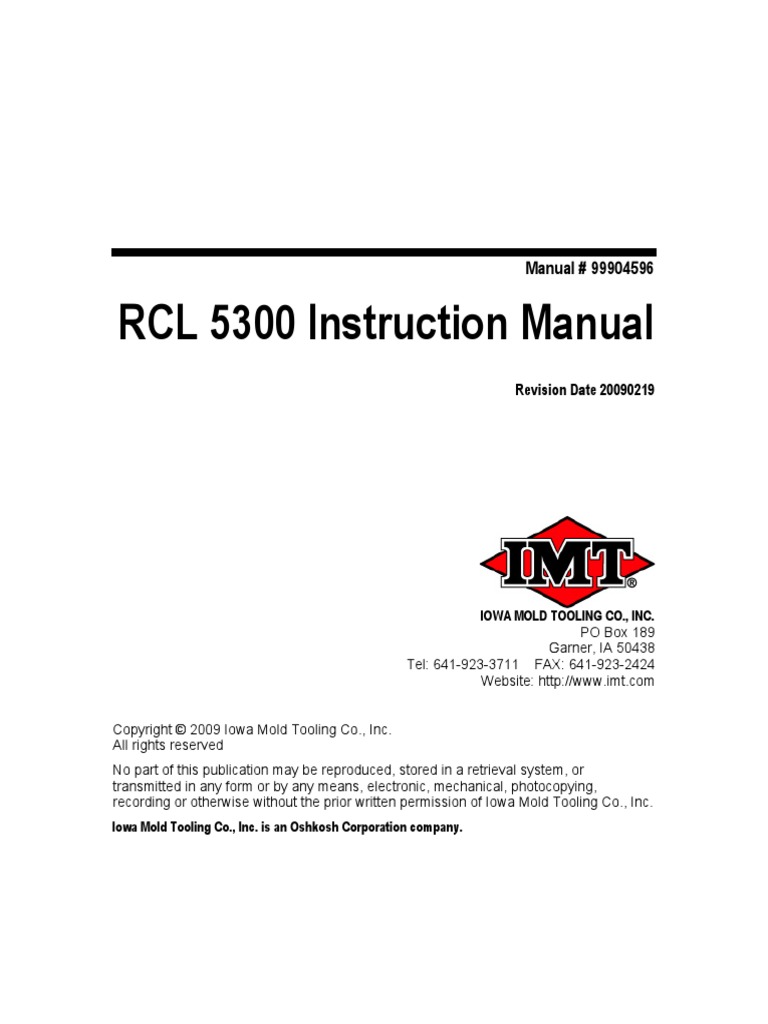 RCL 5300 Instruction Manual 20090219 | PDF | Power Supply | Pump