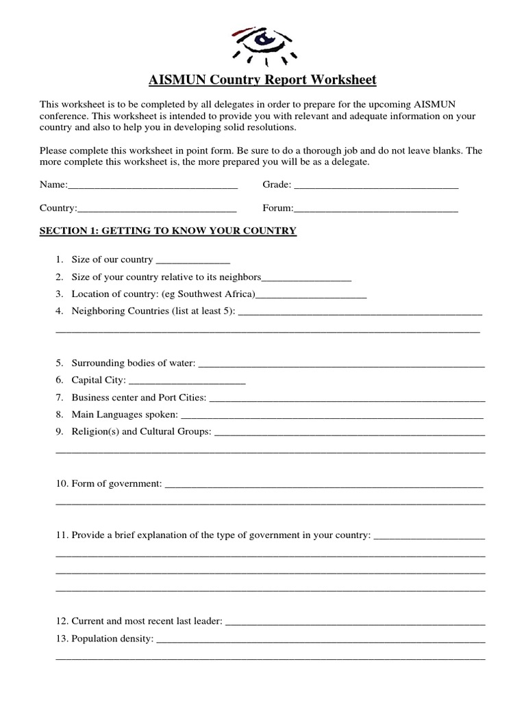 Country Report Worksheet | PDF | International Relations | World Politics