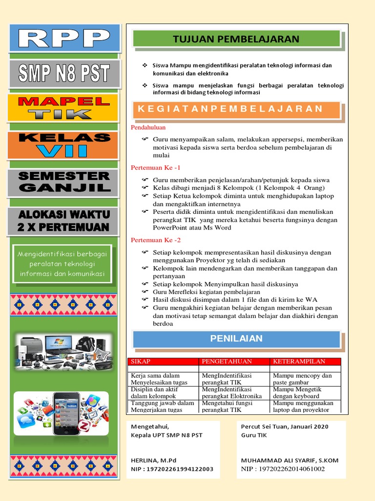 RPP TIK 1 LEMBAR - Compressed | PDF