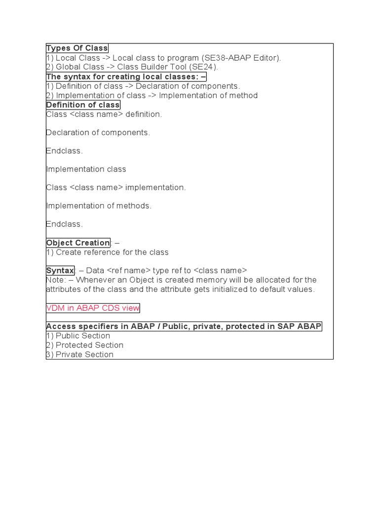 Types of Class The Syntax For Creating Local Classes: - Definition of ...