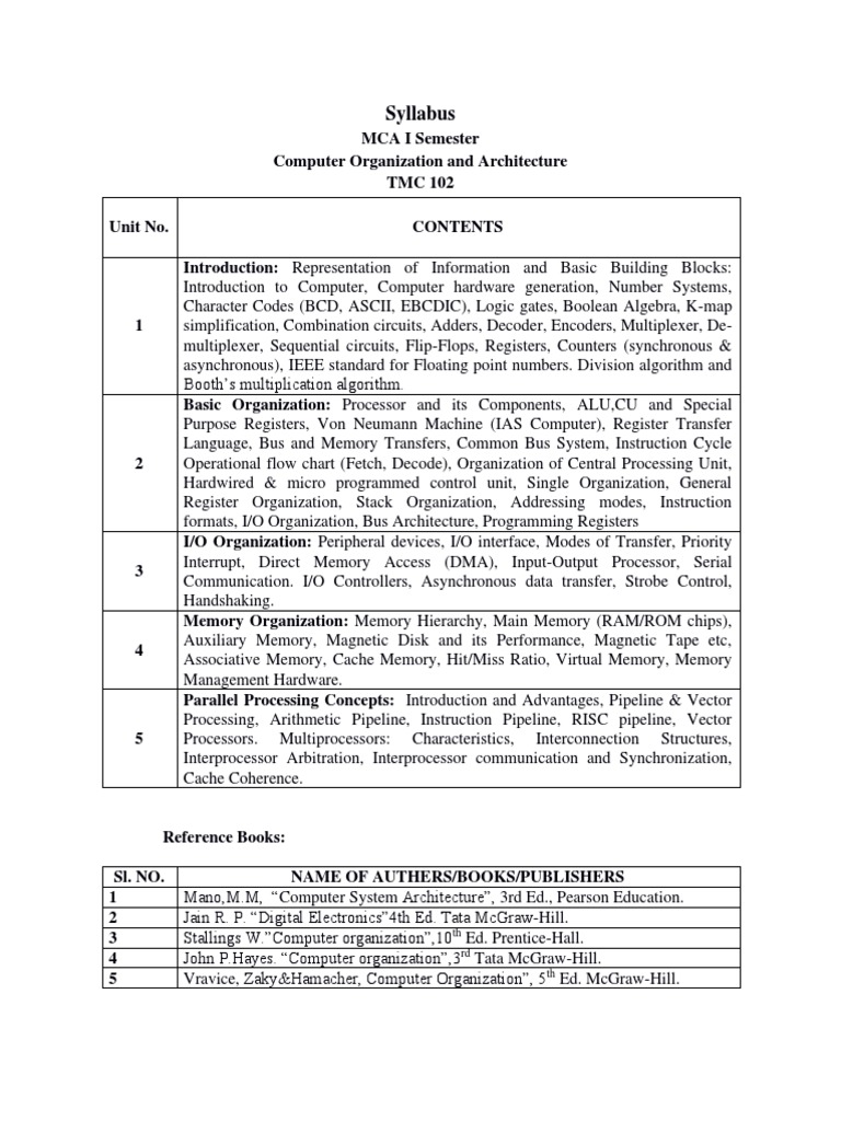 An Introduction to Computer Organization and Architecture: A Syllabus ...