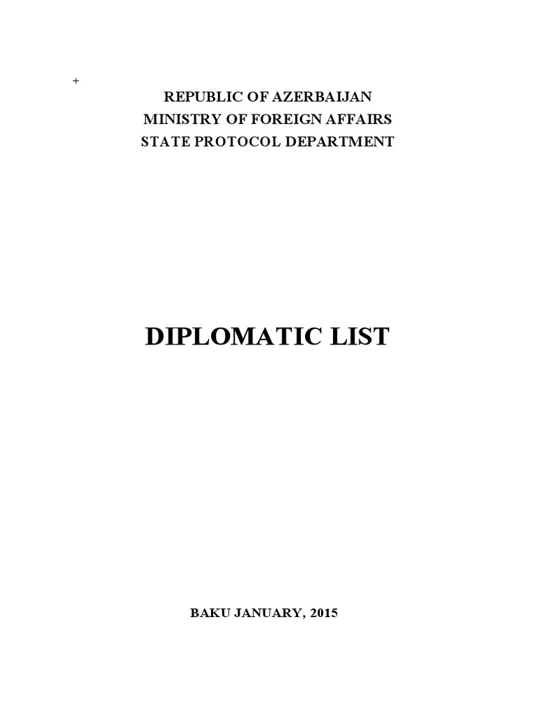 Diplomatic List 2015 | PDF | Diplomatic Rank | Diplomatic Mission