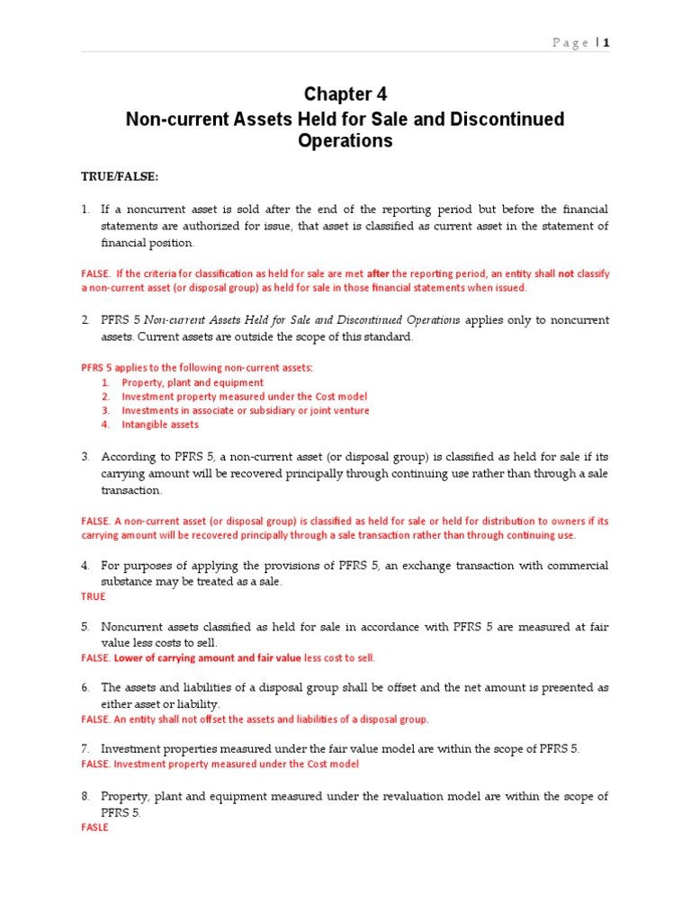 Non-Current Assets Held For Sale and Discontinued Operations | PDF ...