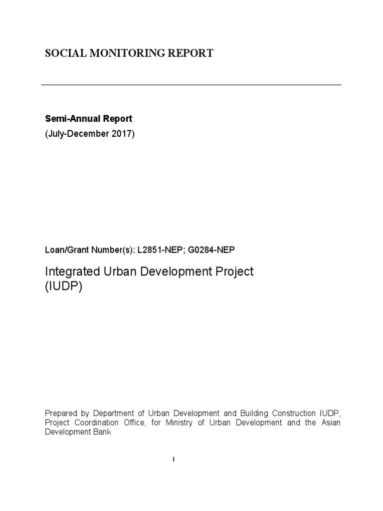 Social Monitoring Report: Integrated Urban Development Project (IUDP ...