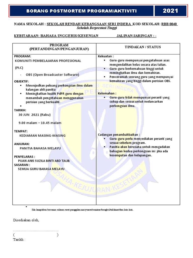 POSTMORTEM PROGRAM PLC - Obs | PDF
