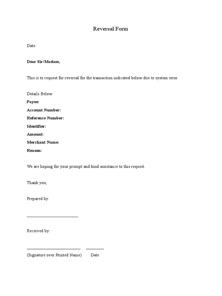 Request reversal of transaction due to system error | PDF