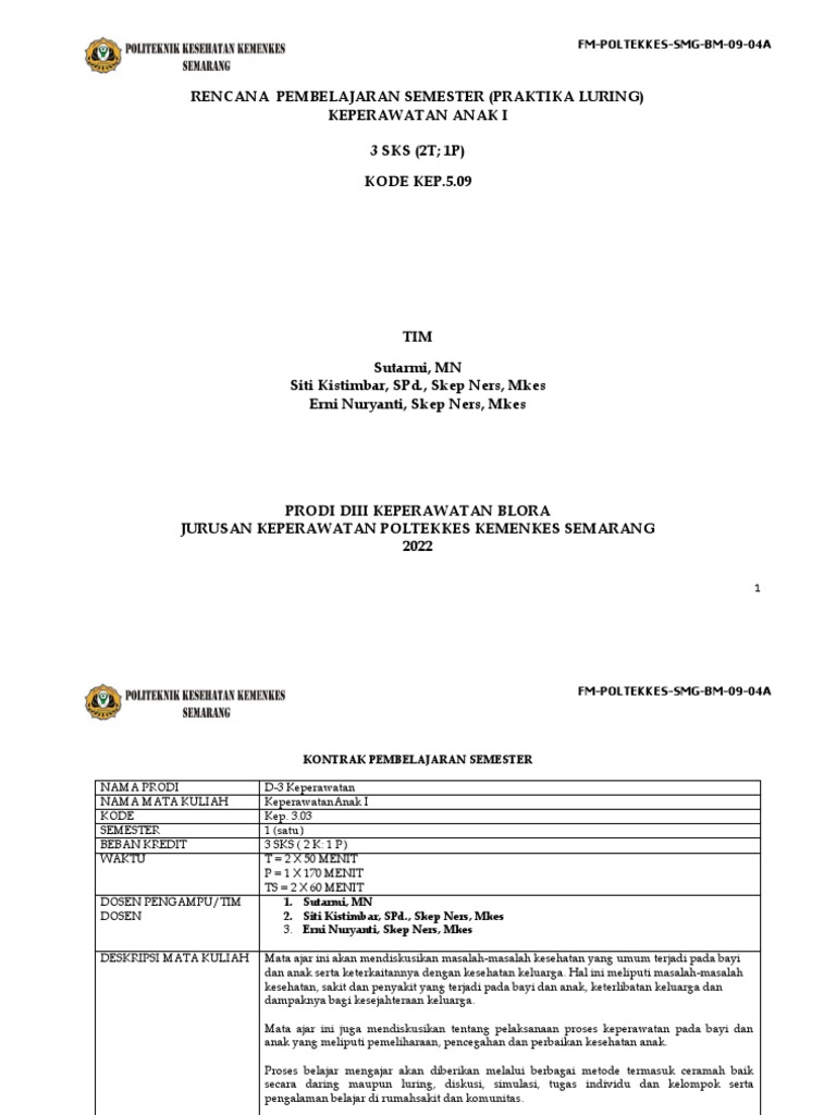 Rps Praktika Kep Anak Luring | PDF