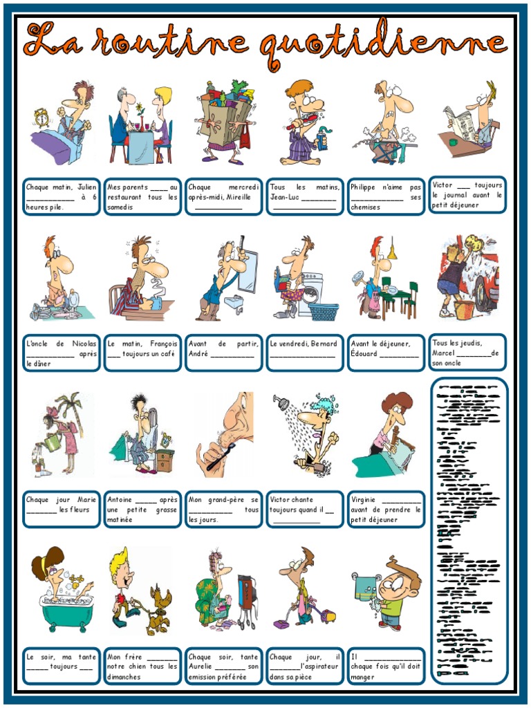 La Routine Quotidienne Solution Comprehension Ecrite Texte Questions ...