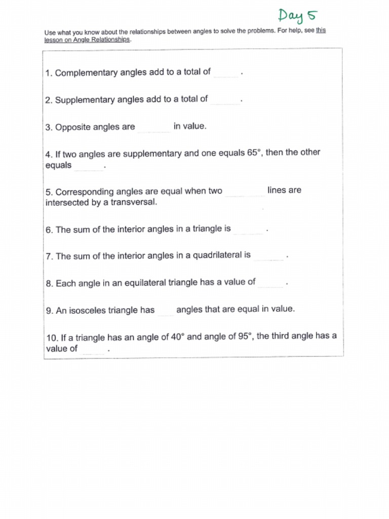 Angle Relationships | PDF