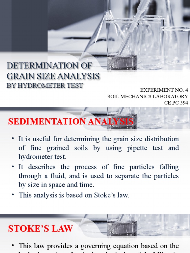 Determination of Grain Size Analysis by Hydrometer Test | PDF | Force ...