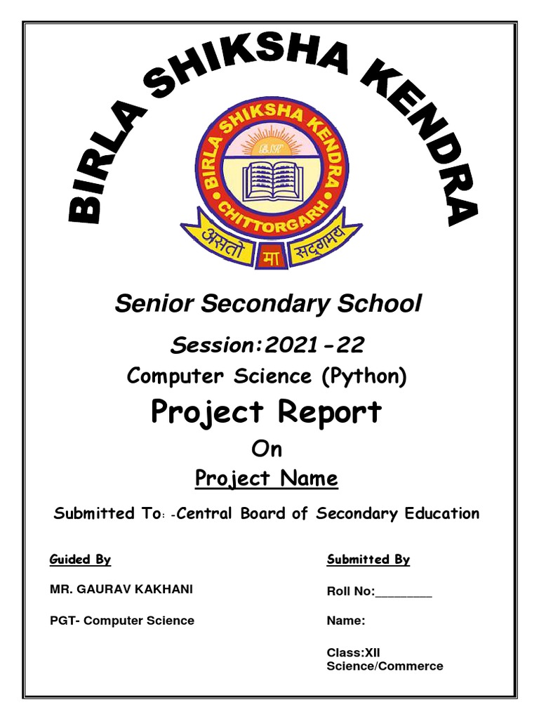 Computer Science Project Cover Page | PDF | Computers