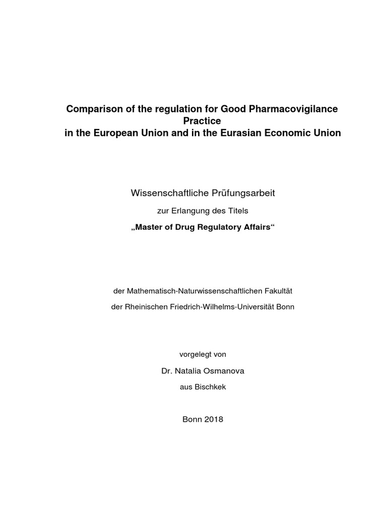Comparison of GVP Regulations of EU & EAEU - 2018 | PDF ...