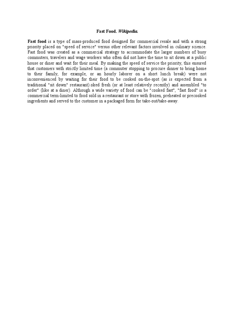 Understanding Fast Food Concepts | PDF