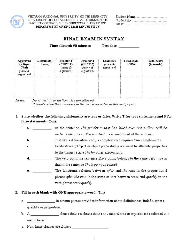 0 - de Thi Syntax - VB2 - 2021 | PDF | Clause | Verb