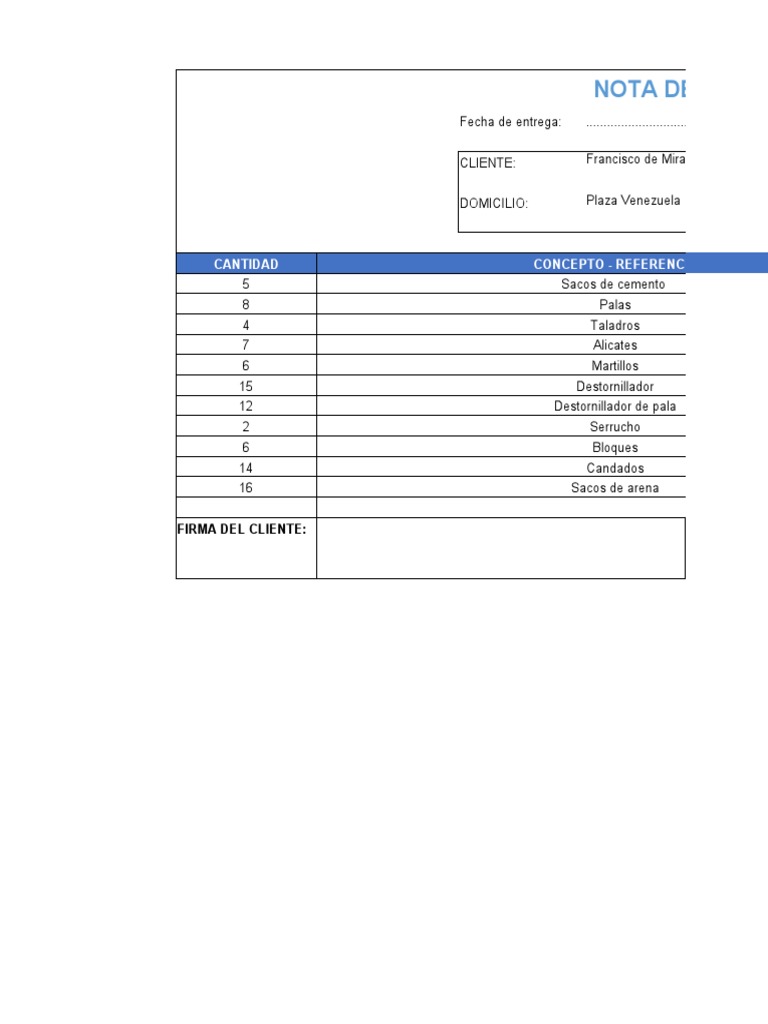 Nota de Entrega | PDF