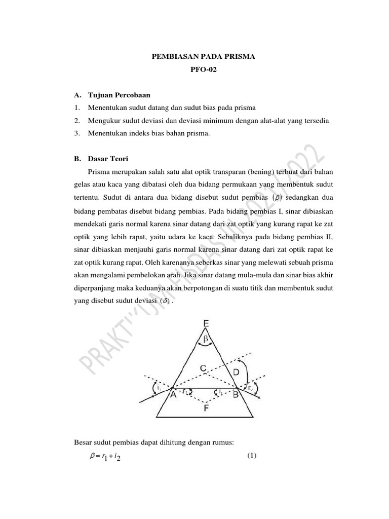 MENGUKUR SUDAT PEMBIASAN DAN DEVIASI PADA PRISMA | PDF