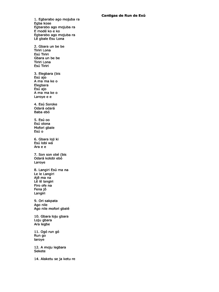 Cantigas de Run de Exú y Ogun | PDF | África occidental