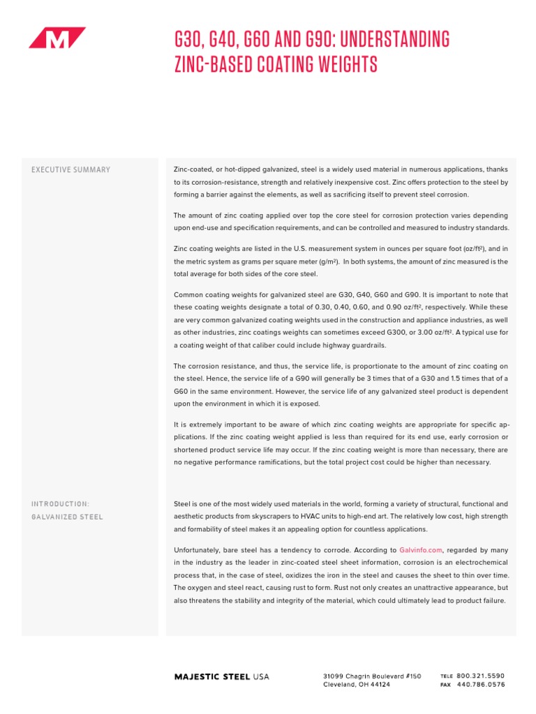 G30, G40, G60 and G90: Understanding Zinc-Based Coating Weights | PDF ...