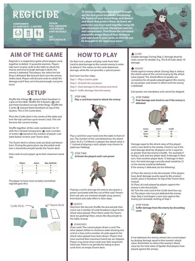 Regicide - RuleBook - RTP | Download Free PDF | Playing Cards | Tabletop Games