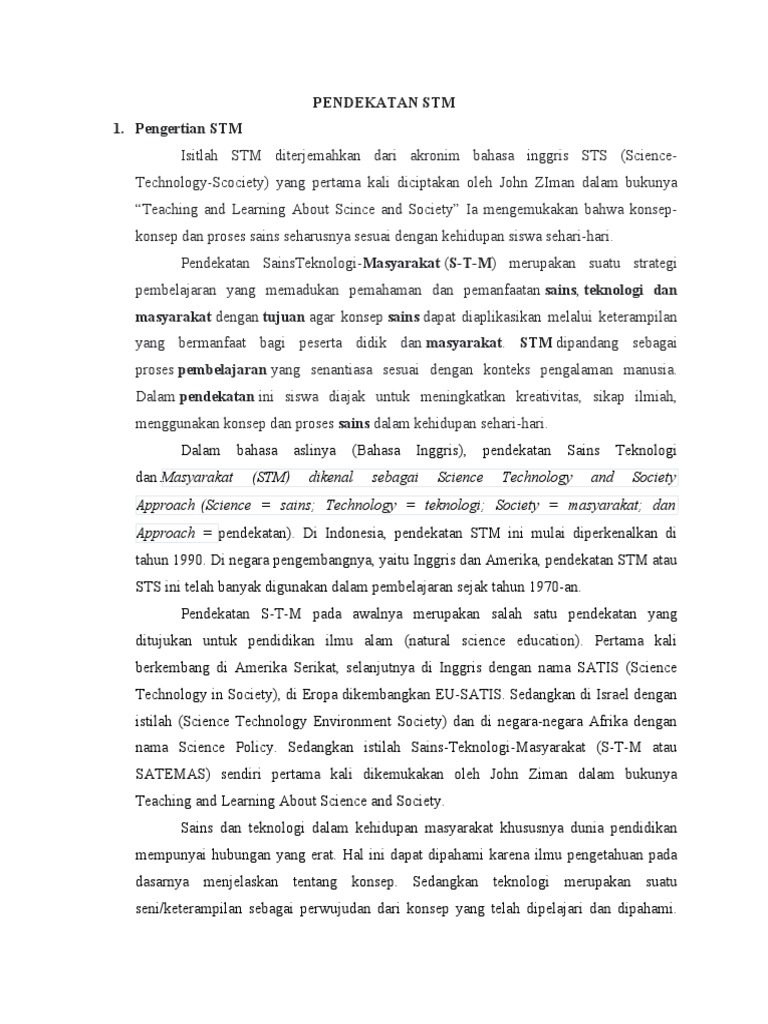 Pendekatan STM dalam Pembelajaran Sains | PDF