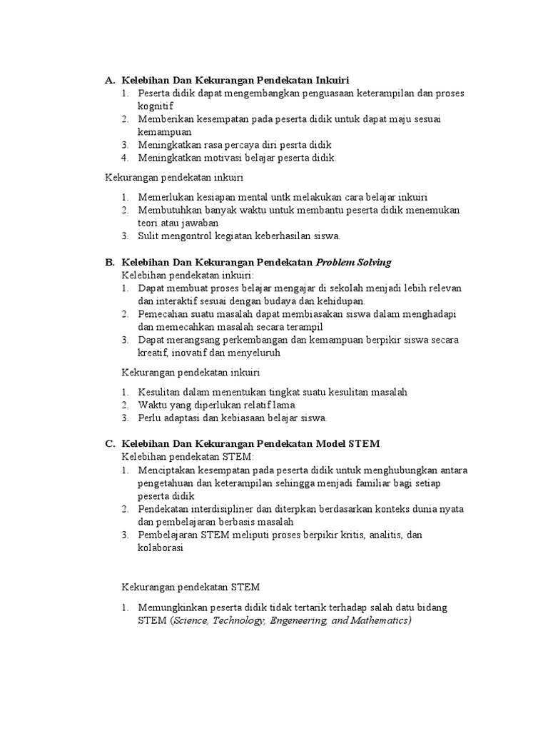 Kelebihan Dan Kekurangan Pendekatan | PDF