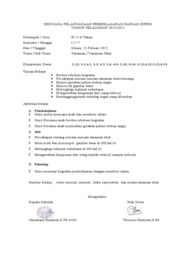 RPPH Minggu Ke 7 | PDF