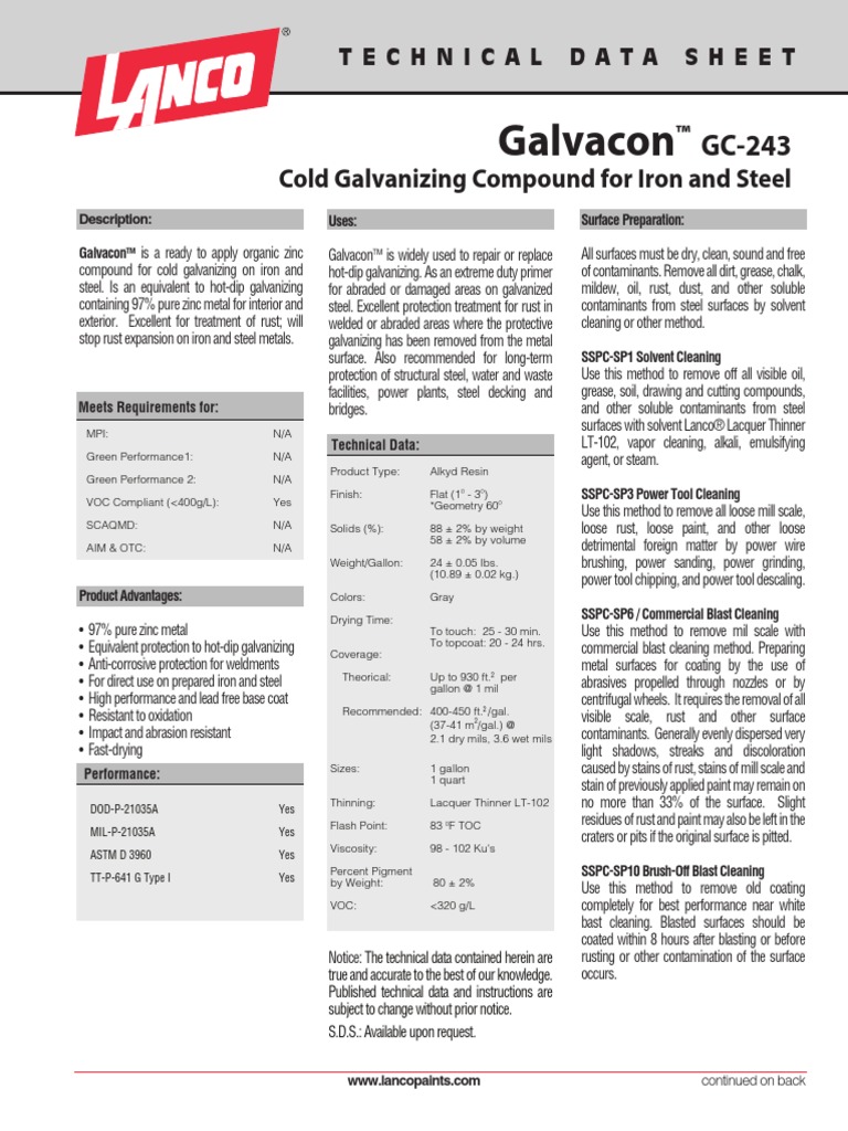 Galvacon-Cold Galvanizing Coumpound | PDF | Galvanization | Rust