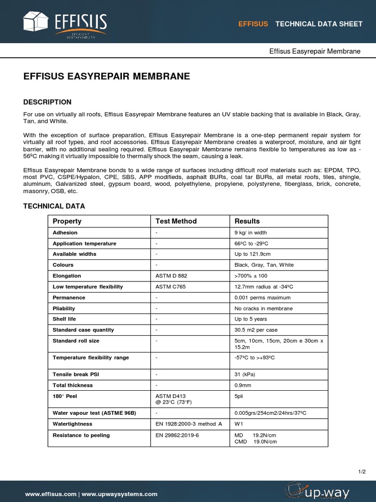 Effisus Easyrepair Membrane: Description | PDF | Roof | Building ...