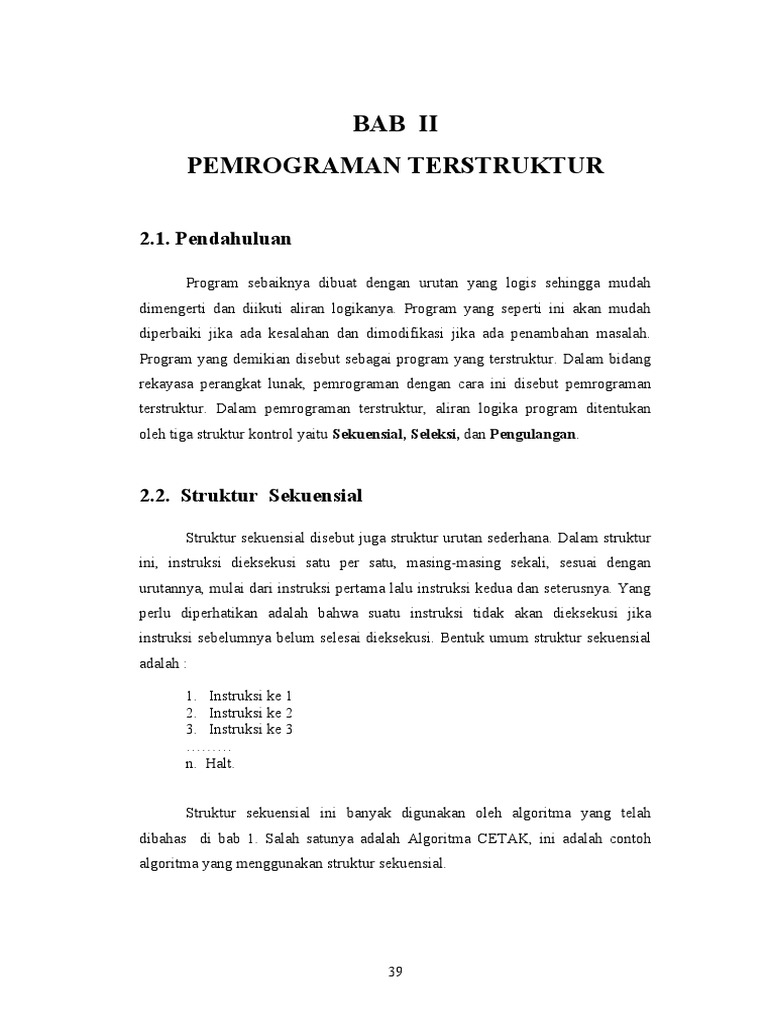 Pemrograman Terstruktur: Dasar dan Contoh | PDF