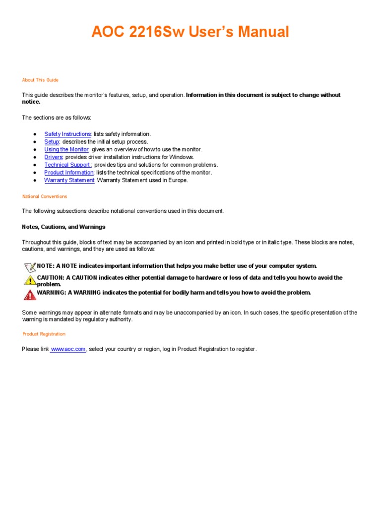Manual Monitor Qbex 2216Sw | PDF | Ac Power Plugs And Sockets ...