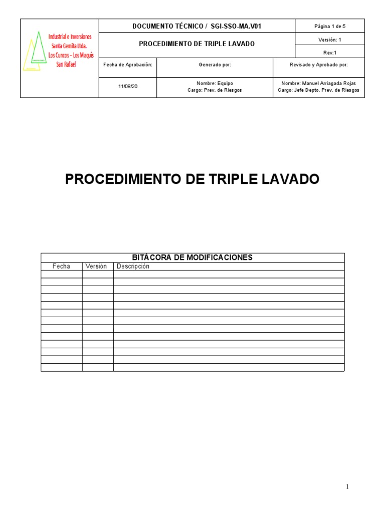 Procedimiento Triple Lavado | PDF | Especialidades Medicas | Ciencias ...