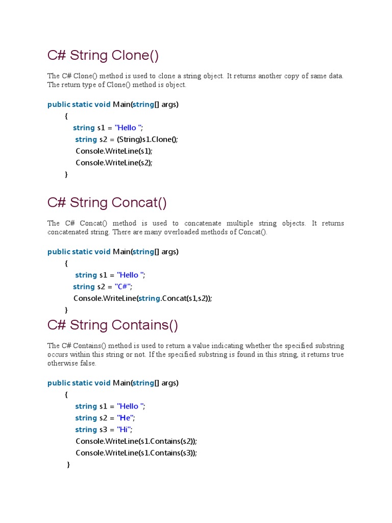 C String Clone Public Static Void String String String Pdf C Sharp Programming Language