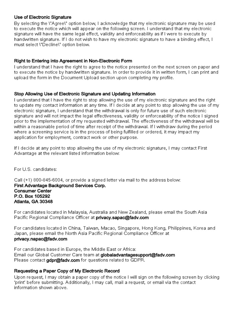 E-Signature Consent Form | PDF