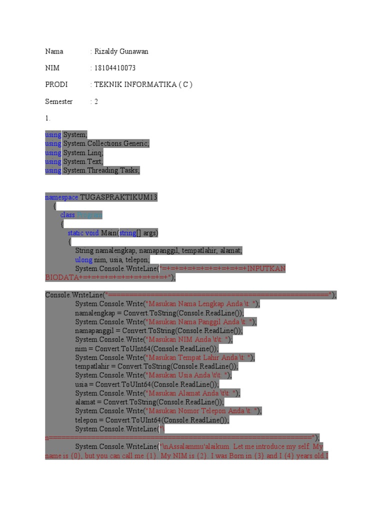 Using Using Using Using Using Namespace Class Static Void String Ulong Pdf C Sharp 