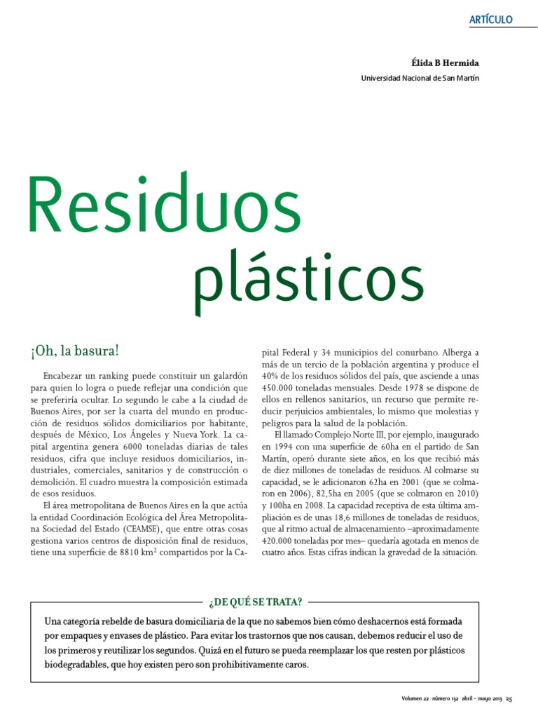 Lectura - Residuos Plasticos | PDF | Residuos | El plastico