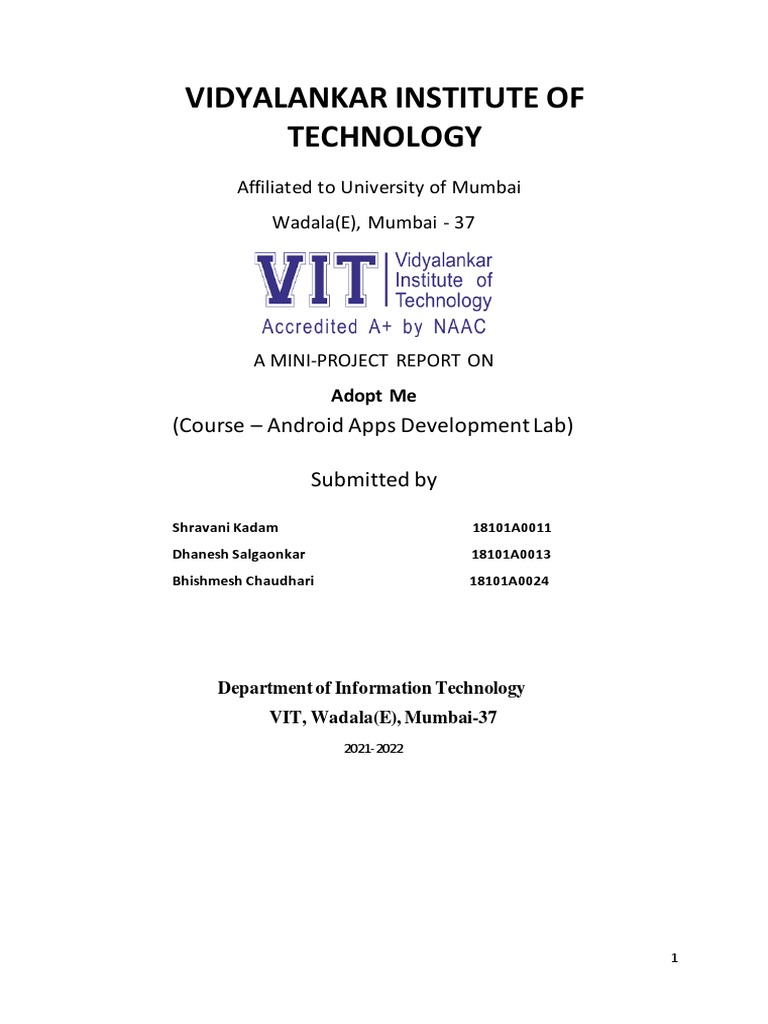 Vidyalankar Institute of Technology: (Course - Android Apps Development ...