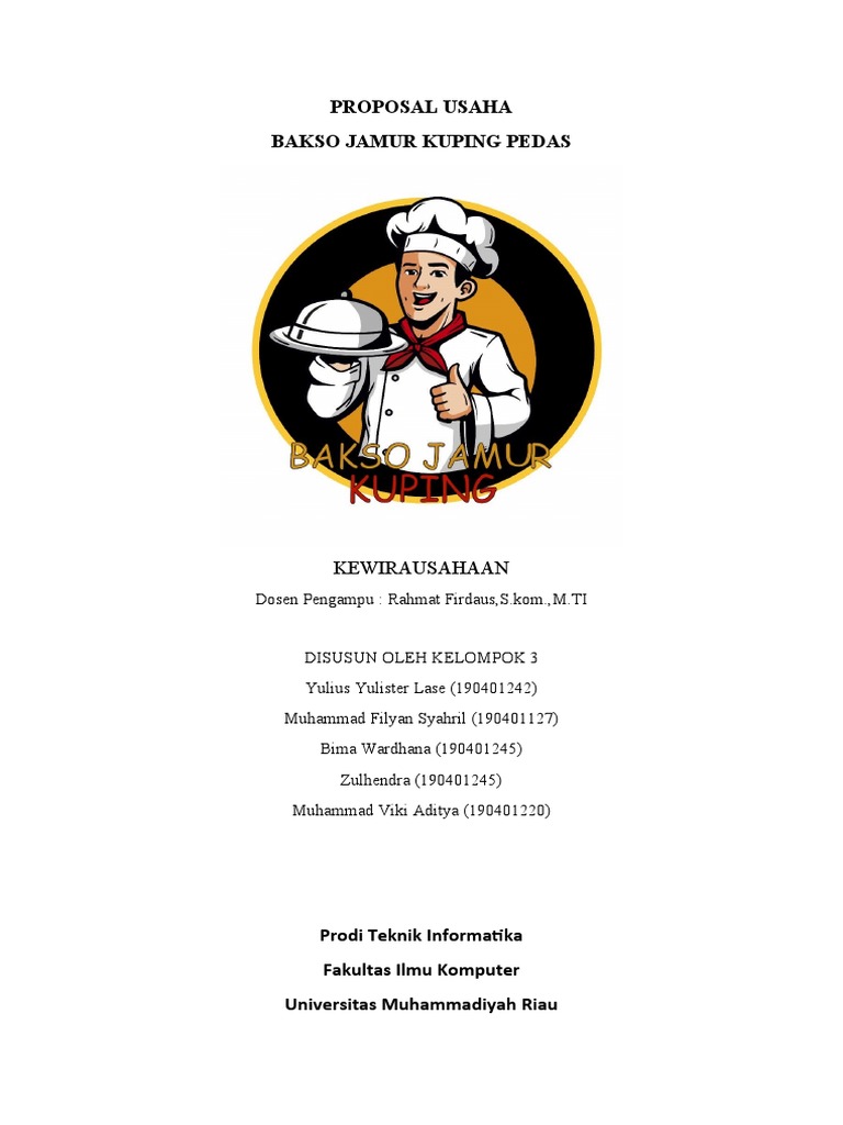 Proposal Bakso Jamur Kuping | PDF | Kesehatan Holistik