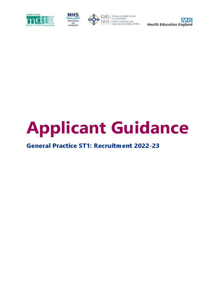 GP ST1 Applicant Guidance 2022-23 | PDF | General Practitioner | Recruitment