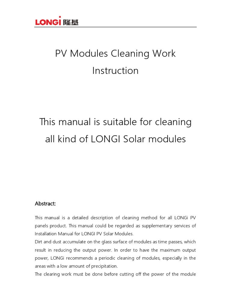 PV Module Cleaning Guide | PDF | Water | Solar Panel