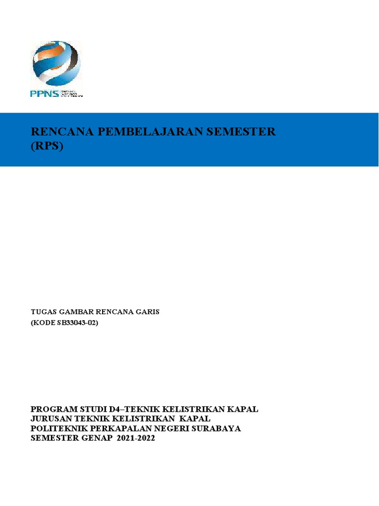 RPS Tugas Gambar Rencana Garis D3SB-IIB SMTR Genap 2021-2022 | PDF