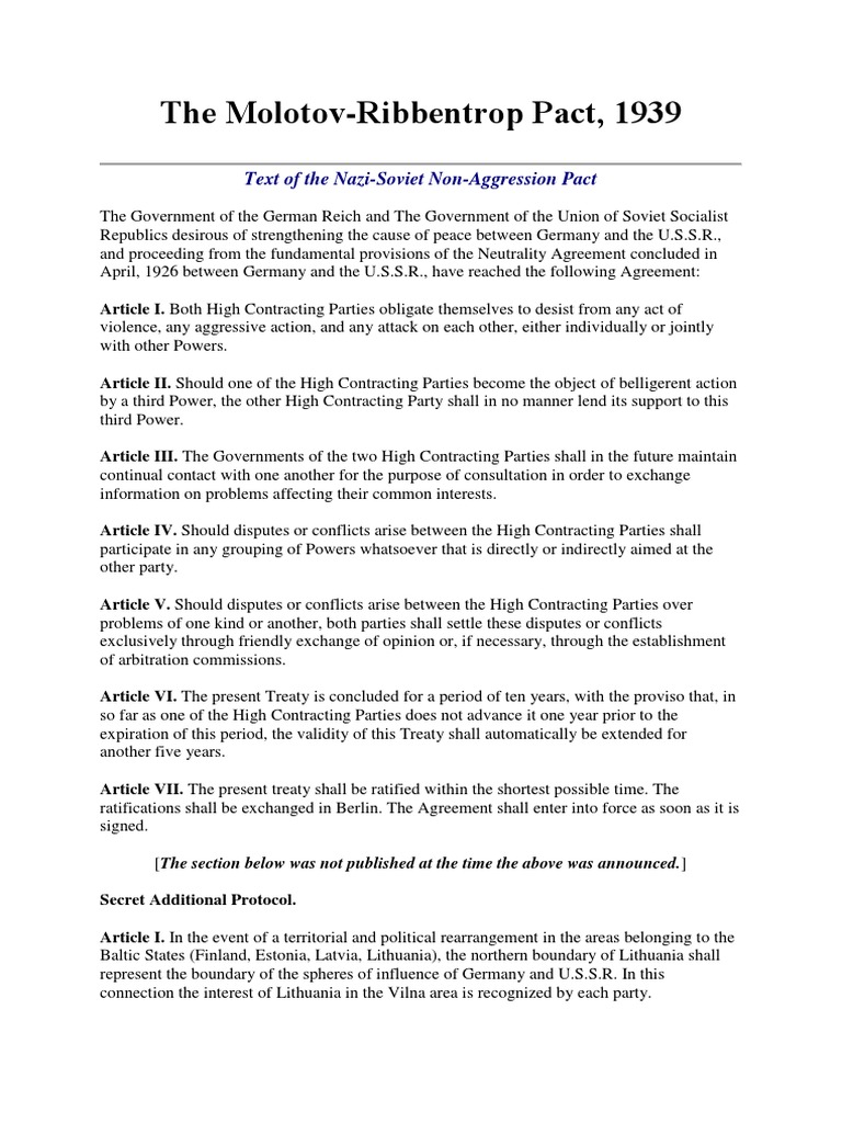 The Molotov-Ribbentrop Pact - en Text | PDF | Treaty | World Politics
