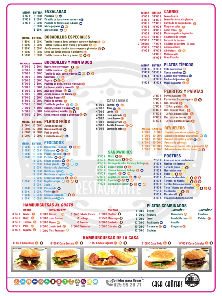 Menú de Casa Canito en Valdepeñas | PDF | Carne | Ingredientes de comida