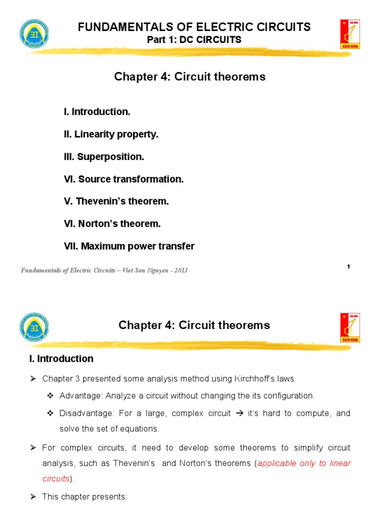 EE3706 - Chapter 4 - Circuit Theorems | PDF | Electrical Network | Linearity