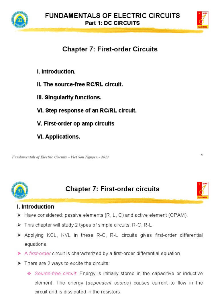 EE3706 - Chapter 7 - First Order Circuits | PDF