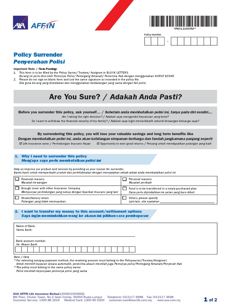 Policy Surrender Form | PDF